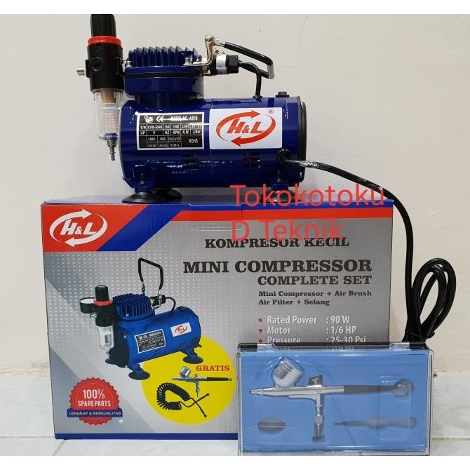 Jual Kompresor Mini Compressor Complete Set With Air Brush H&L | Shopee ...