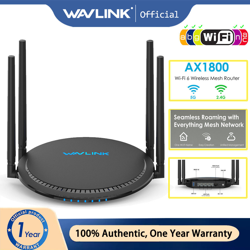 Jual WAVLINK AX1800 Wi-Fi 6 Ganda Band 2.4GHz 574Mbps dan 5GHz 1201Mbps ...