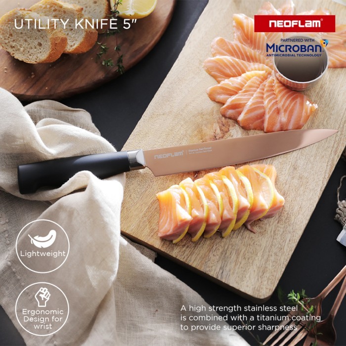 Jual Produk Ready Neoflam Titanium Utility Knife 5" Rose Gold / Pisau ...