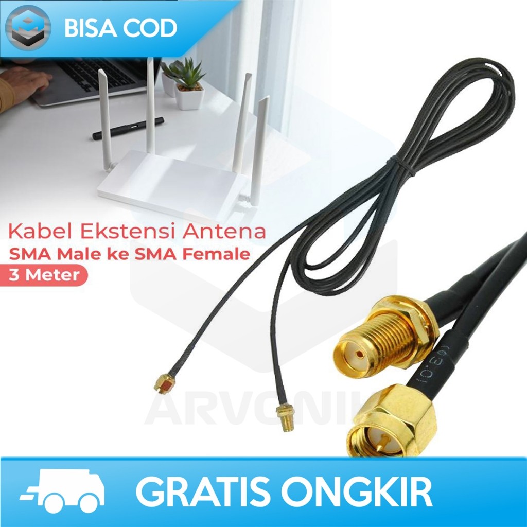 Jual KABEL EKSTENSI ANTENA ROUTER MODEM SIGNAL BOOSTERS PLUG SMA 50 OHM ...