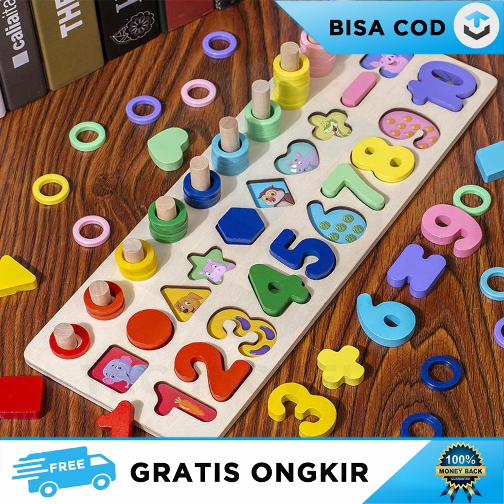 Jual PERMAINAN EDUKASI ANAK MONTESSORI PUZZLE SHAPE MATCHING COLORBOX ...