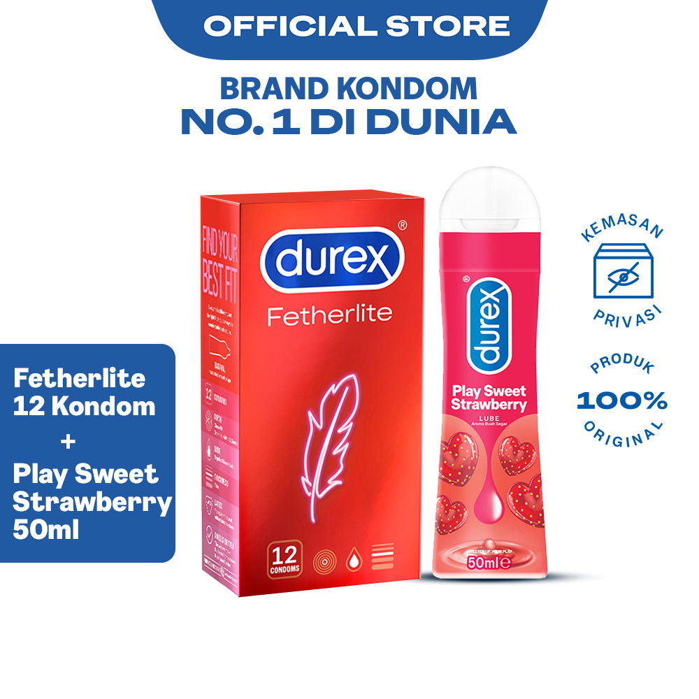 Jual Durex Lube Play Sweet Strawberry Lubricant 50ml + Durex Fetherlite ...