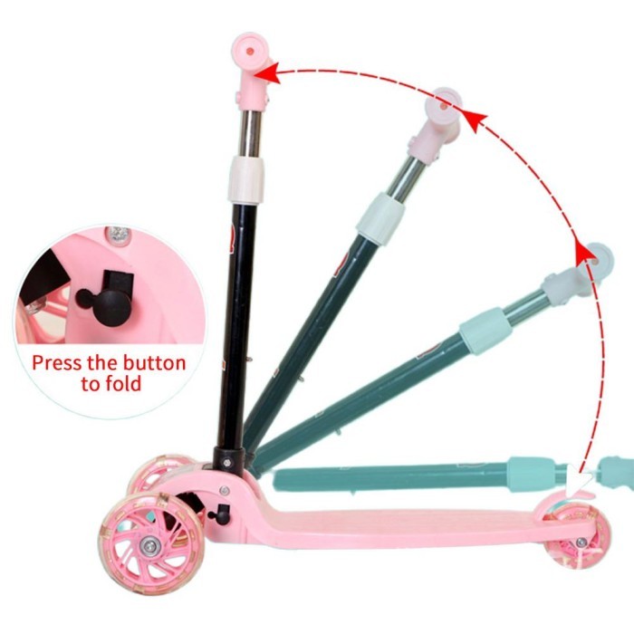 Jual Skuter Kickboard Otoped Scooter Lipat Led Lampu Roda 3 Hadiah Anak ...