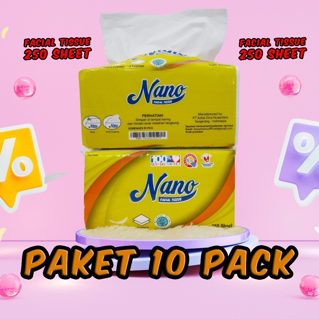 Jual [Paket Isi 10 TISU] TISU WAJAH NANO 2 lapis 250 lembar Lembut ...