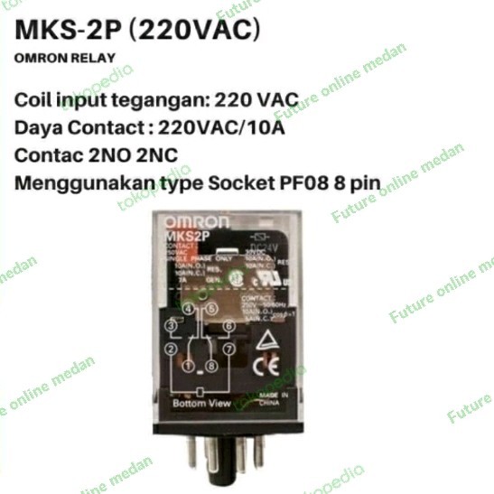 Jual RELAY MKS2P / MK2P 220V + SOKET PF083A-E RILEY/ TIMER OMRON 8 pin ORI | Shopee Indonesia