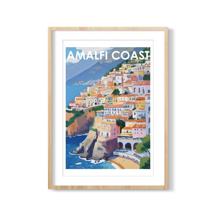 Jual Poster "Amalfi Coast Travel Poster" + premium frame kayu Poster ...