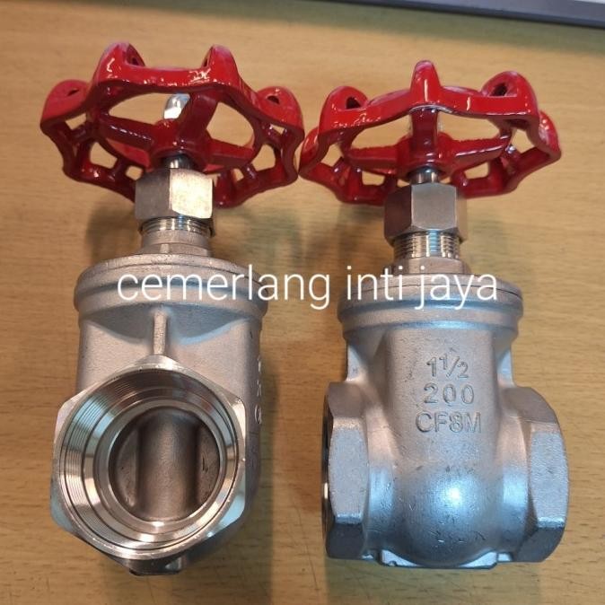 Jual READY Gate Valve Stainless SS 316 Drat 11/2" inch / CF8M 200 PSI 1 ...