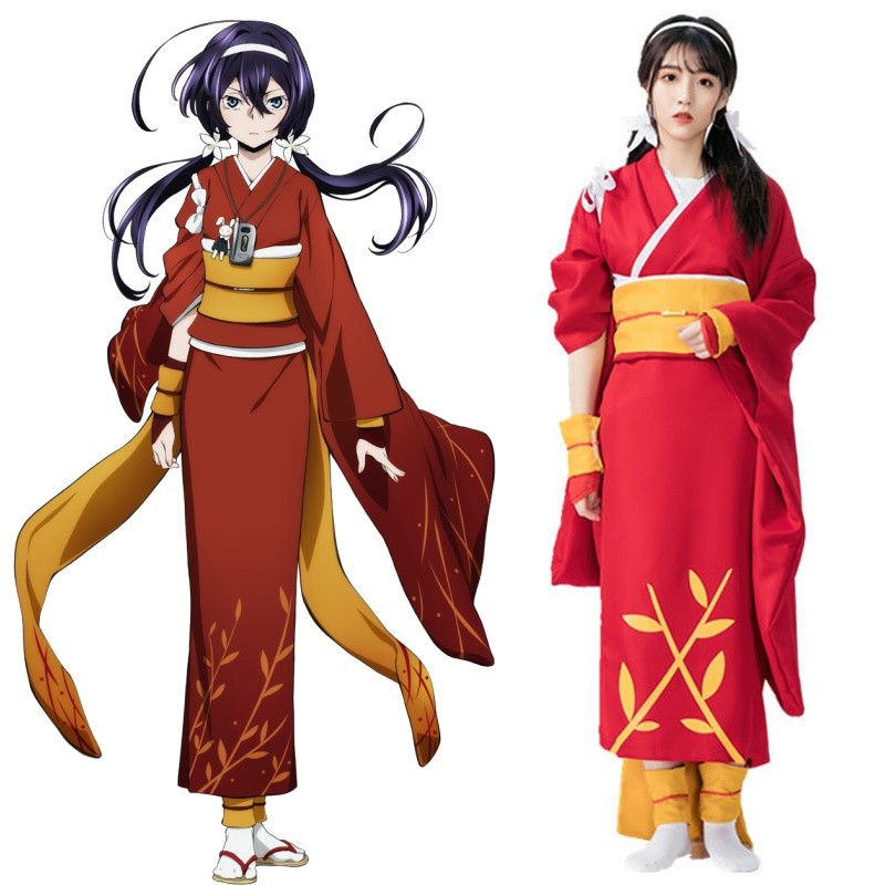Jual Anime Bungo Stray Dogs Cosplay Kyouka Izumi, Kostum Kimono Merah ...