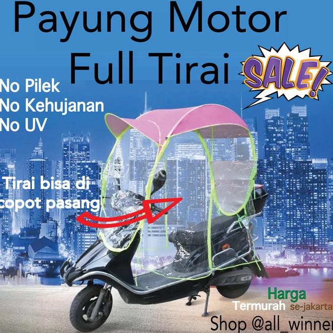 Jual Payung Motor FULL TIRAI KANOPI MOTOR FULL COVER Anti Hujan Anti ...