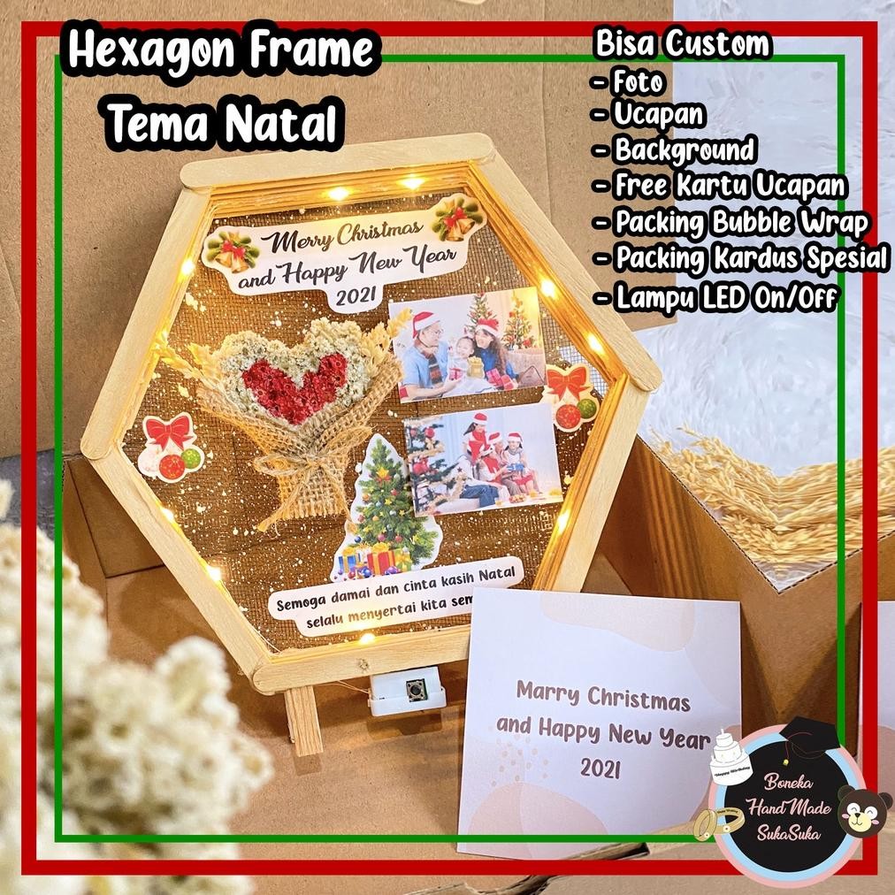 Jual Kjh Hadiah Natal Hexagon Frame Kado Viral Frame Stik Es Krim Kado ...