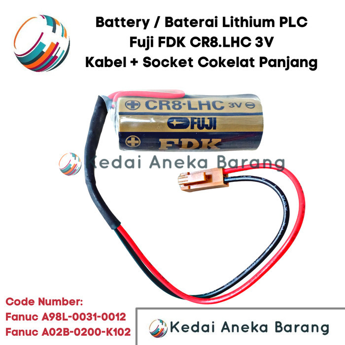 Jual TERBARUUU Battery Baterai Lithium Fuji FDK CR8.LHC Fanuc A98L-0031-0012 3V Plug | Shopee ...