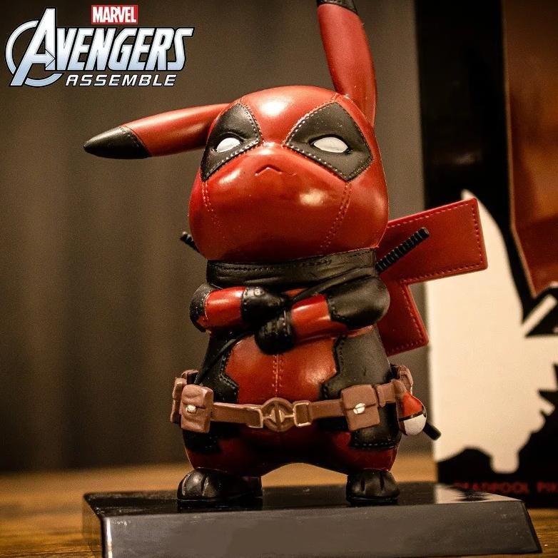 Jual pokemon pikachu as x-men deadpool cute figure model dolls toys ...