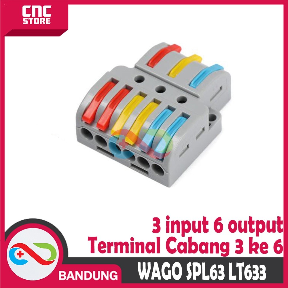 Jual TERMINAL CABANG 3 KE 6 KABEL KONEKTOR SPLITTER 3x6 LT 633 WAGO SPL ...
