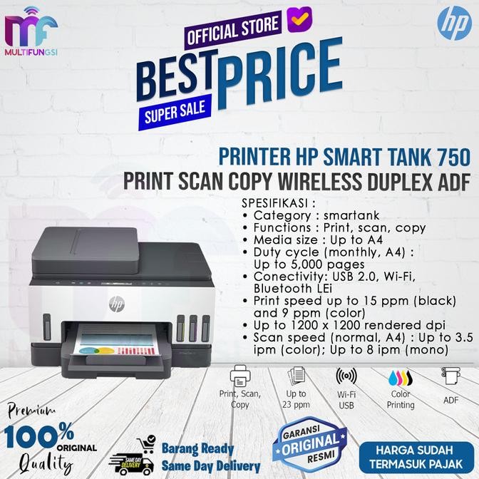 Jual Printer HP Smart Tank 750 Print Scan Copy Wireless Duplex ADF ...