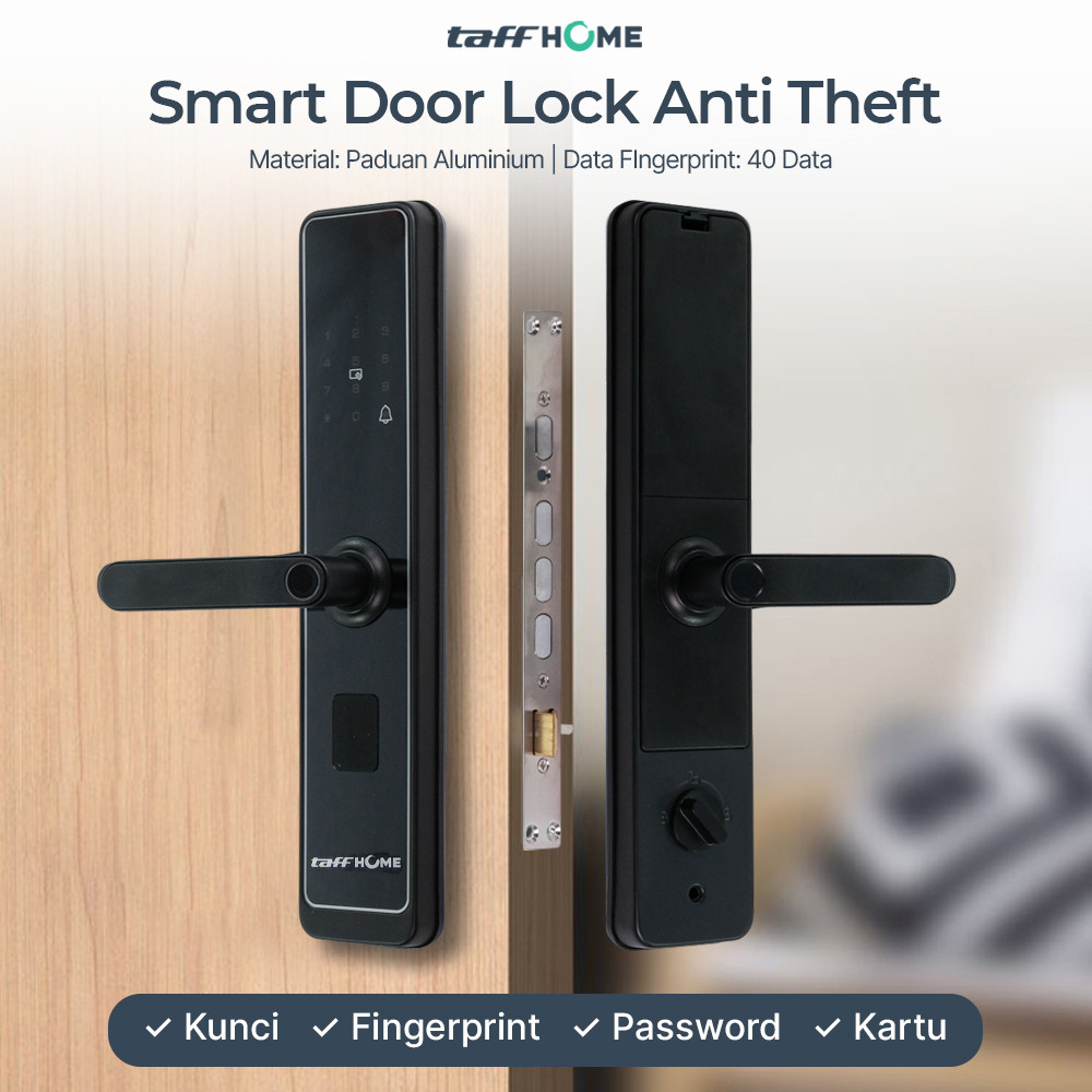 Jual Smart Door Lock Anti Theft Fingerprint Password Key Card - P-7 ...