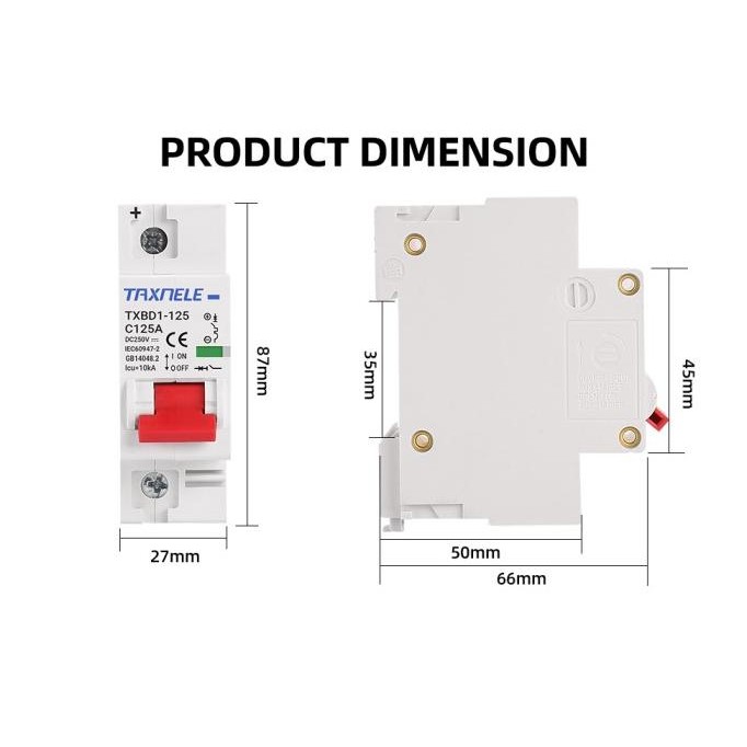 Jual MCB DC 80a 100a 125a 1P 250a Circuit Breaker [terbaik] | Shopee ...