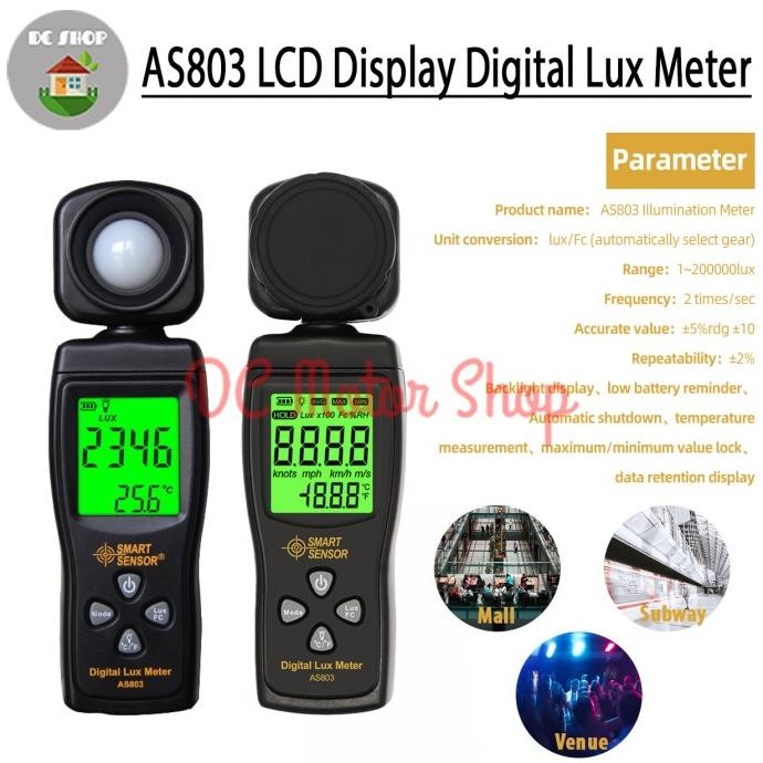 Jual LCD Digital Lux Meter AS803 light meter luminance tester Smart ...