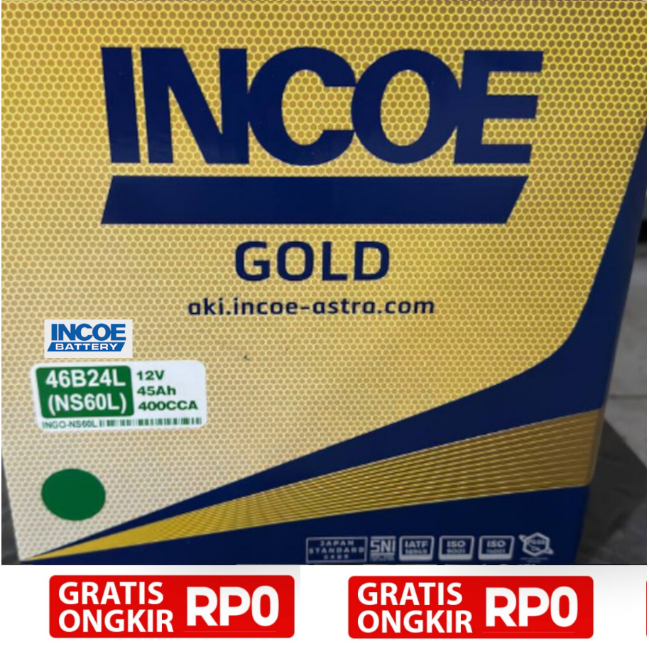 Jual Aki Incoe Gold NS60L / 46B24L Original Asli 100% | Shopee Indonesia