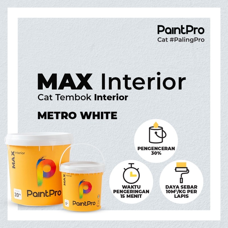 Jual PaintPro MAX Metro White Cat Tembok 5 Kg Interior Warna Putih ...
