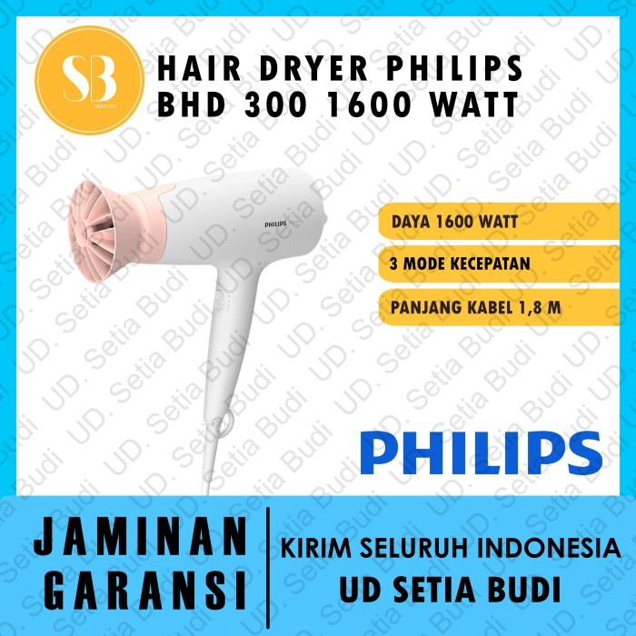 Jual Pengering Rambut Philips Hair Dryer 1600 W BHD 300 / BHD300 / BHD-300 | Shopee Indonesia