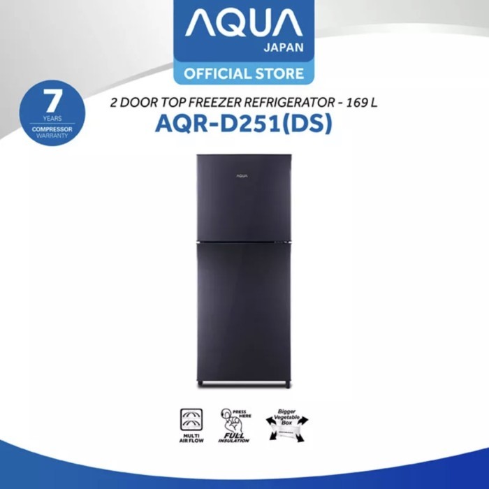 Jual AQUA KULKAS 2 PINTU AQR-D251-DS DARK SILVER GARANSI RESMI | Shopee Indonesia