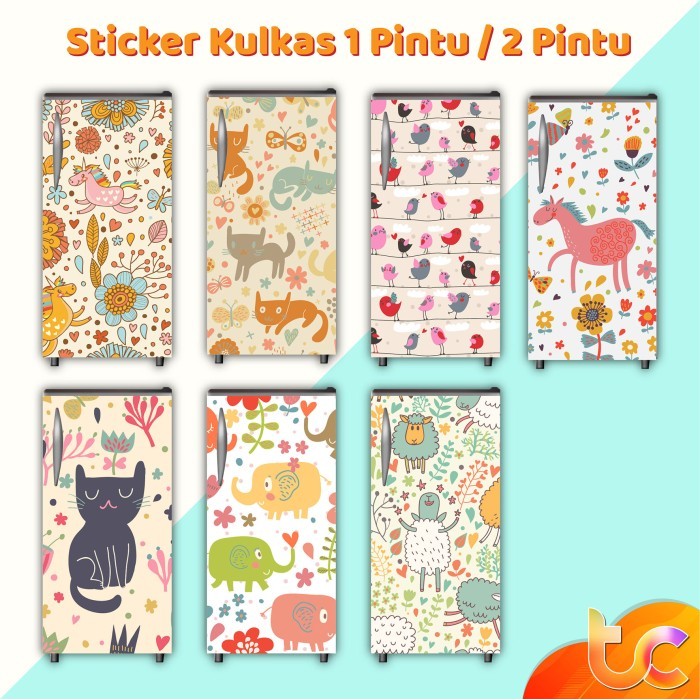 Jual STIKER KULKAS 1 PINTU DAN 2 PINTU - Animal Pattern | Shopee Indonesia