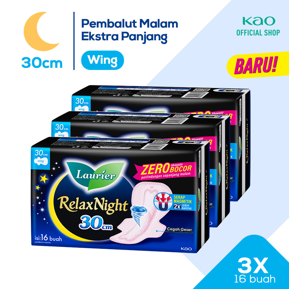 Jual Laurier Relax Night 30cm 16s Triplepack | Shopee Indonesia