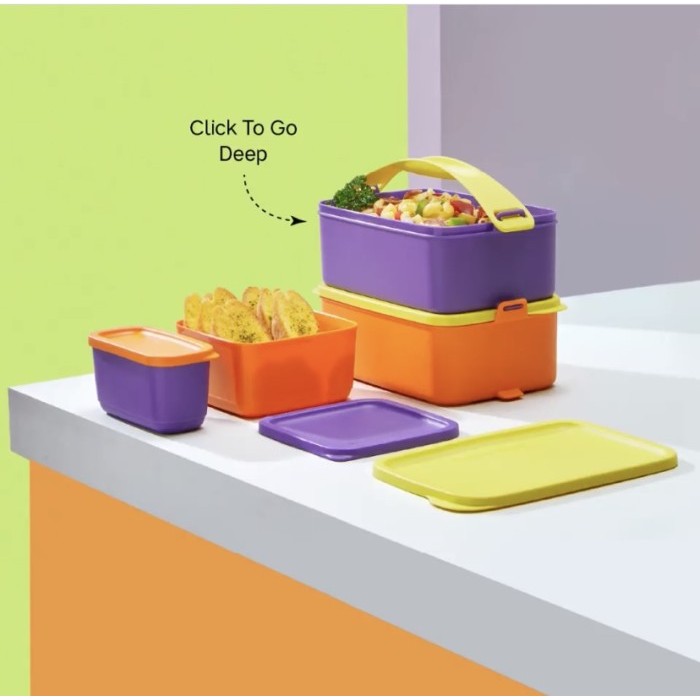 Jual Rantang susun Tupperware Click to go Deep set | Shopee Indonesia
