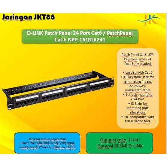 Jual D-Link Patch Panel 24 Port Cat6 / Patchpanel Cat.6 Npp-C61Blk241 ...