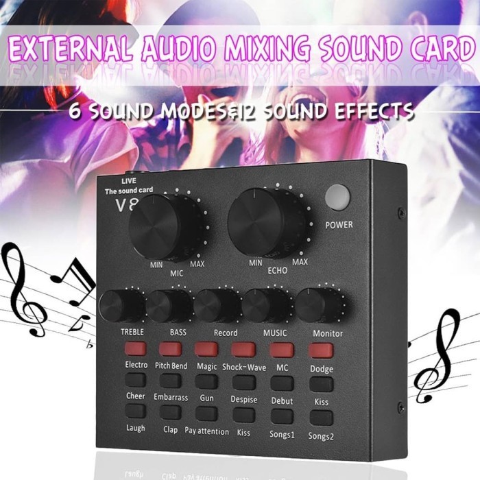 Jual V8 Audio Condensor Microphone Live Sound Card Headset USB Mikrofon ...