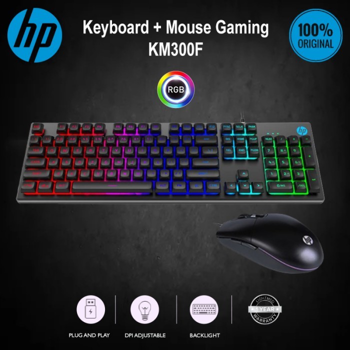 Jual Keyboard + Mouse Gaming Combo HP KM300F | Shopee Indonesia