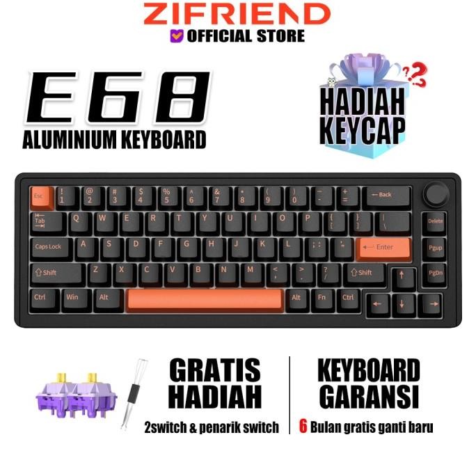Jual NEW FURYCUBE E68 Keyboard Mekanik Mekanik Aluminium CNC Nirkabel 65% Tata Letak Keyboard ...