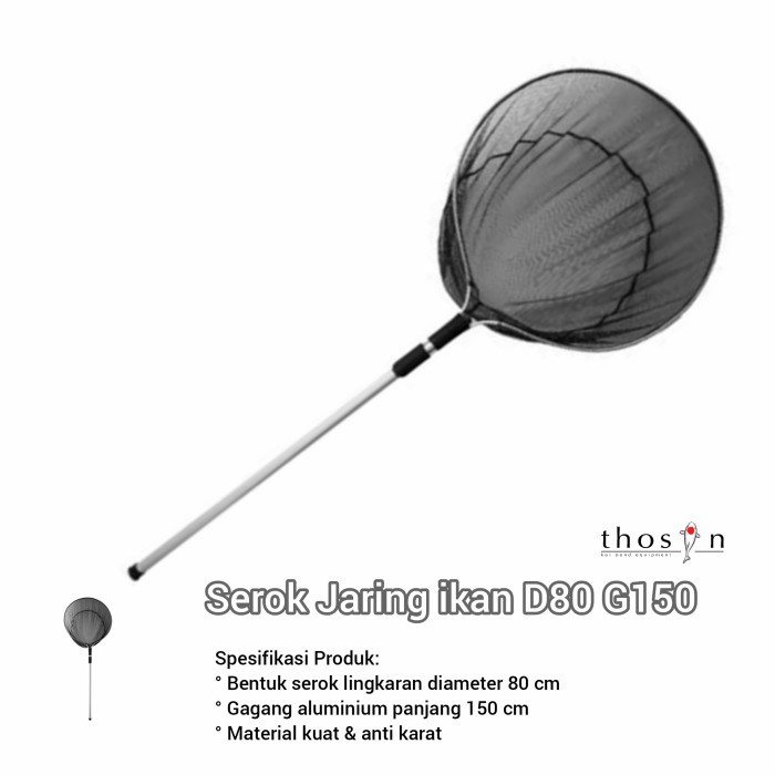 Jual Jaring serok angkap ikan koi besar D80 diameter 80 cm Gagang 150 ...