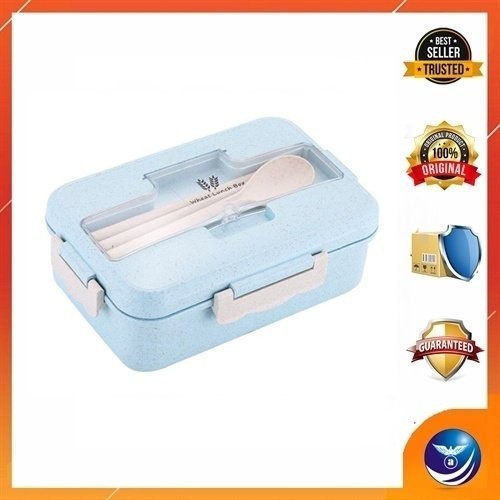 Jual Lunch Set /Kotak Bekal Makan Jerami Gandum /Kotak Makan 1000Ml 4 In 1 Free Sendok Tempat ...