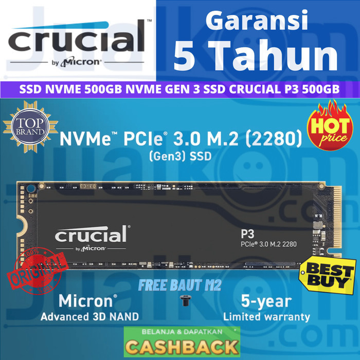 Jual SSD Crucial P2 500GB NVMe PCIe M.2 2280 SSD CT500P2SSD8 | Shopee Indonesia