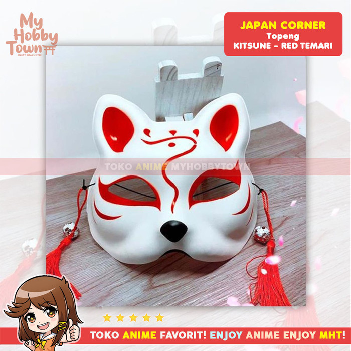 Jual Topeng Anime Jepang Rubah Kitsune Bola Temari Fox Half Mask ...