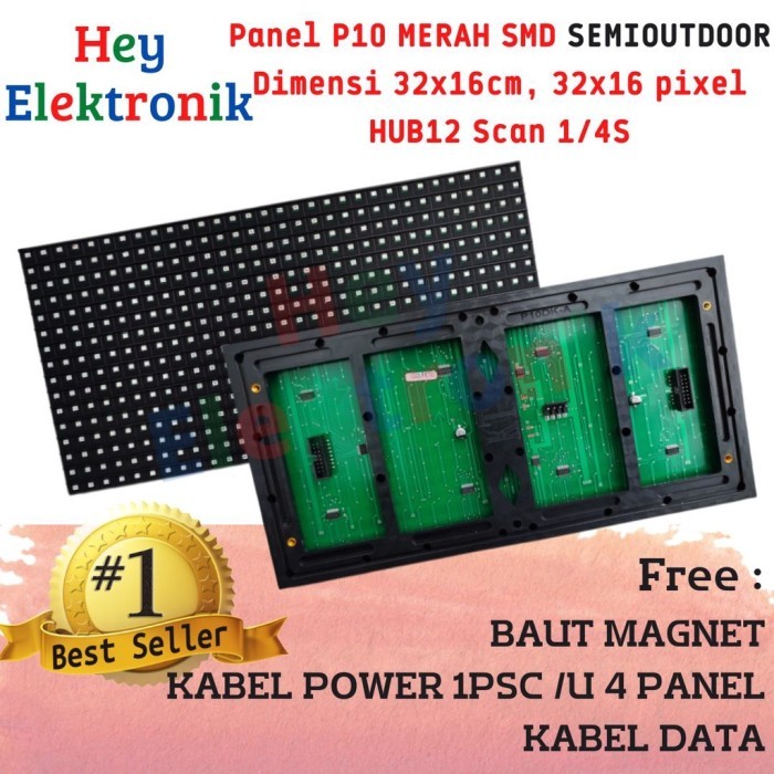 Jual VIRAL PANEL MODULE MODUL LED P10 RUNNING TEXT SMD MERAH INDOOR ...