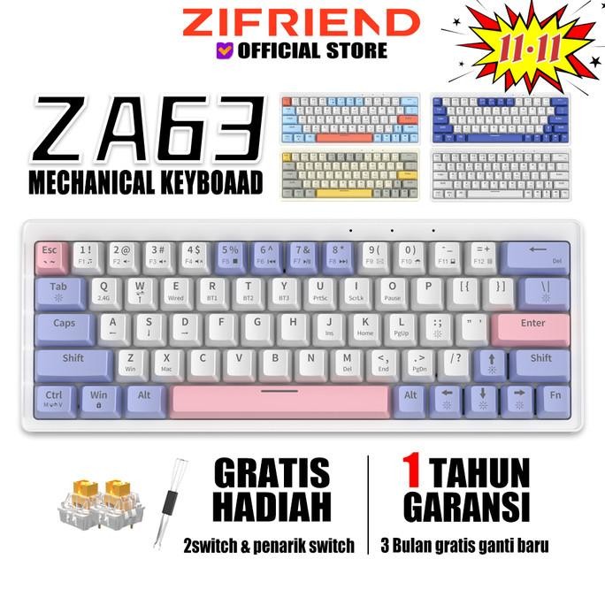 Jual ZIFRIEND ZA63 63 Keys Hotswap Wireless Mechanical Keyboard 3 modes ...