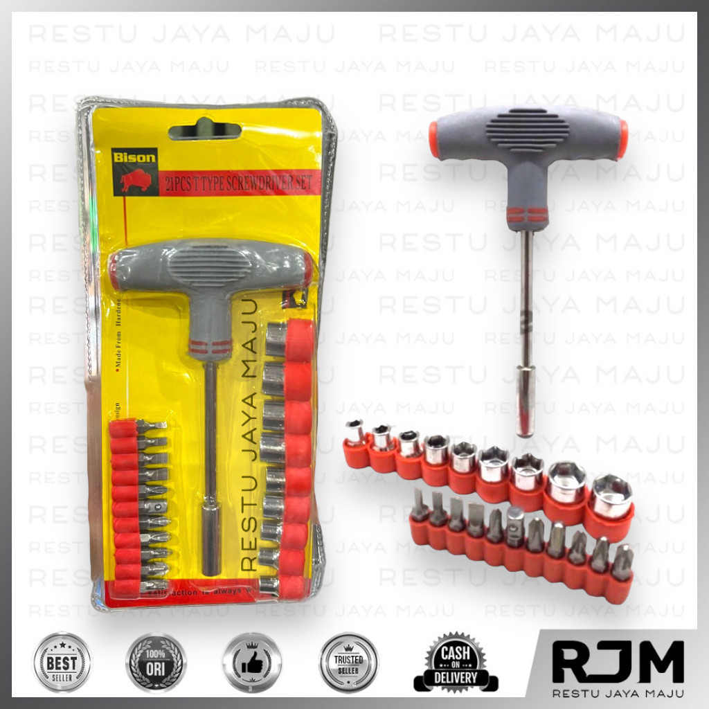 Jual BISON Obeng Sok Set 21pcs Model Gagang T Mata Obeng Kunci Sock ...