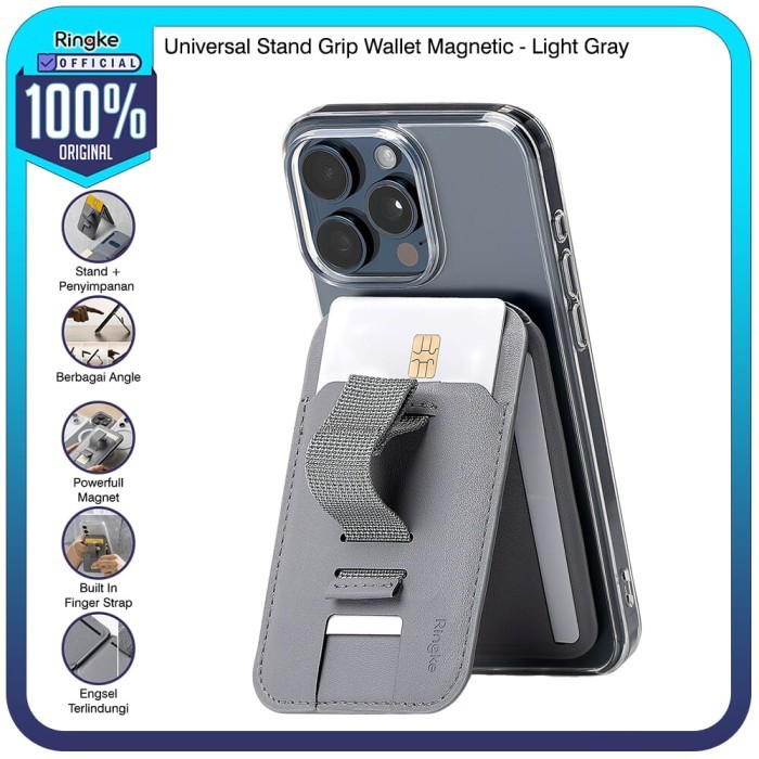 Jual Ringke Stand Grip Wallet Magnetic Light Gray Dompet Magsafe ...