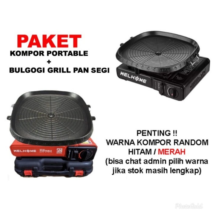 Jual Ready Stock Paket Kompor Portable Bbq Bulgogi Grill Pan Segi 32 Cm ...
