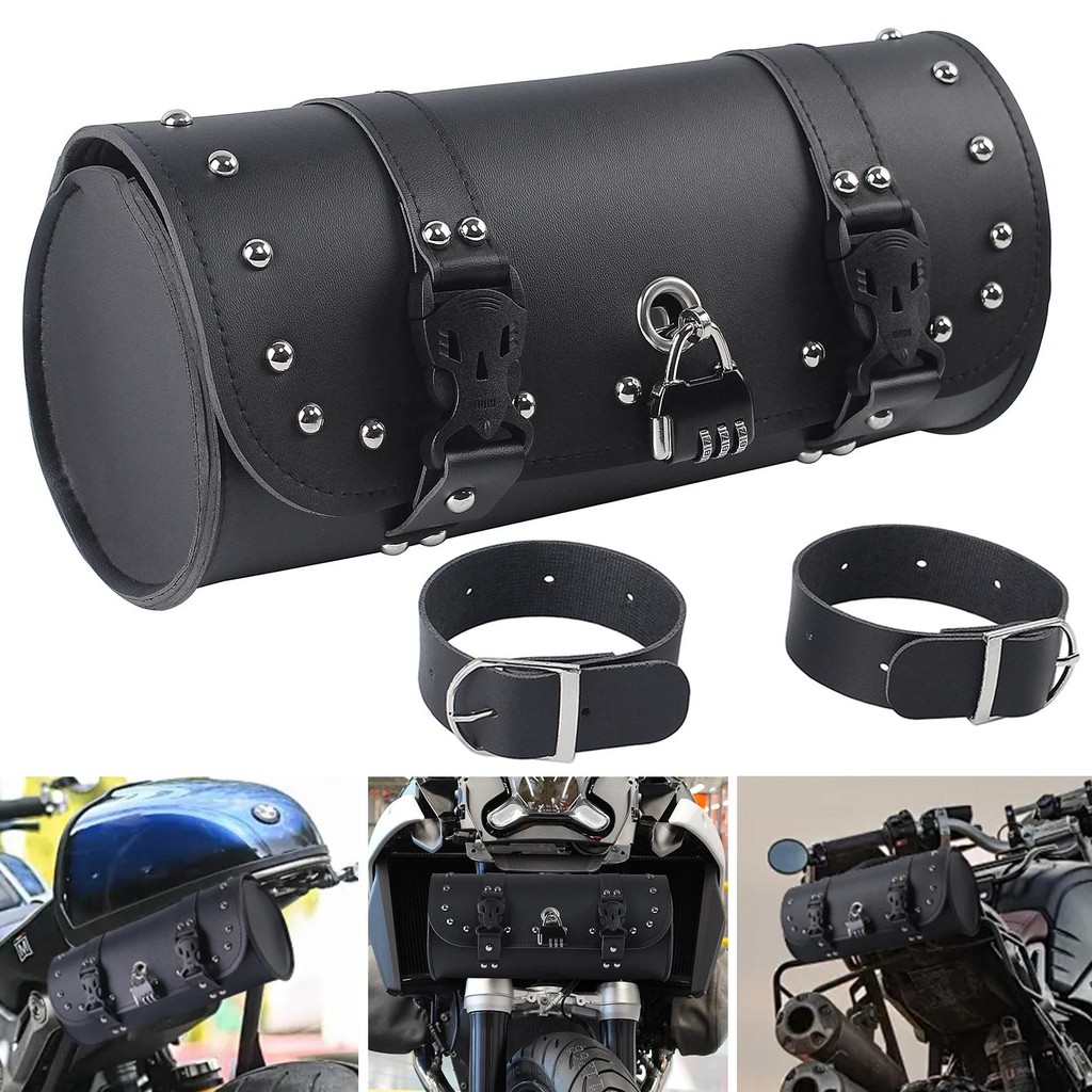 Jual motorcycle tool bag faux leather handlebar roll bag waterproof ...