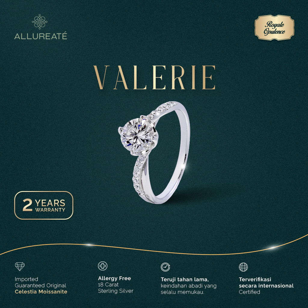 Jual Allureate Valerie Ring - Cincin Wanita Celestia Moissanite Lapis Emas 18K - Royal Opulence ...