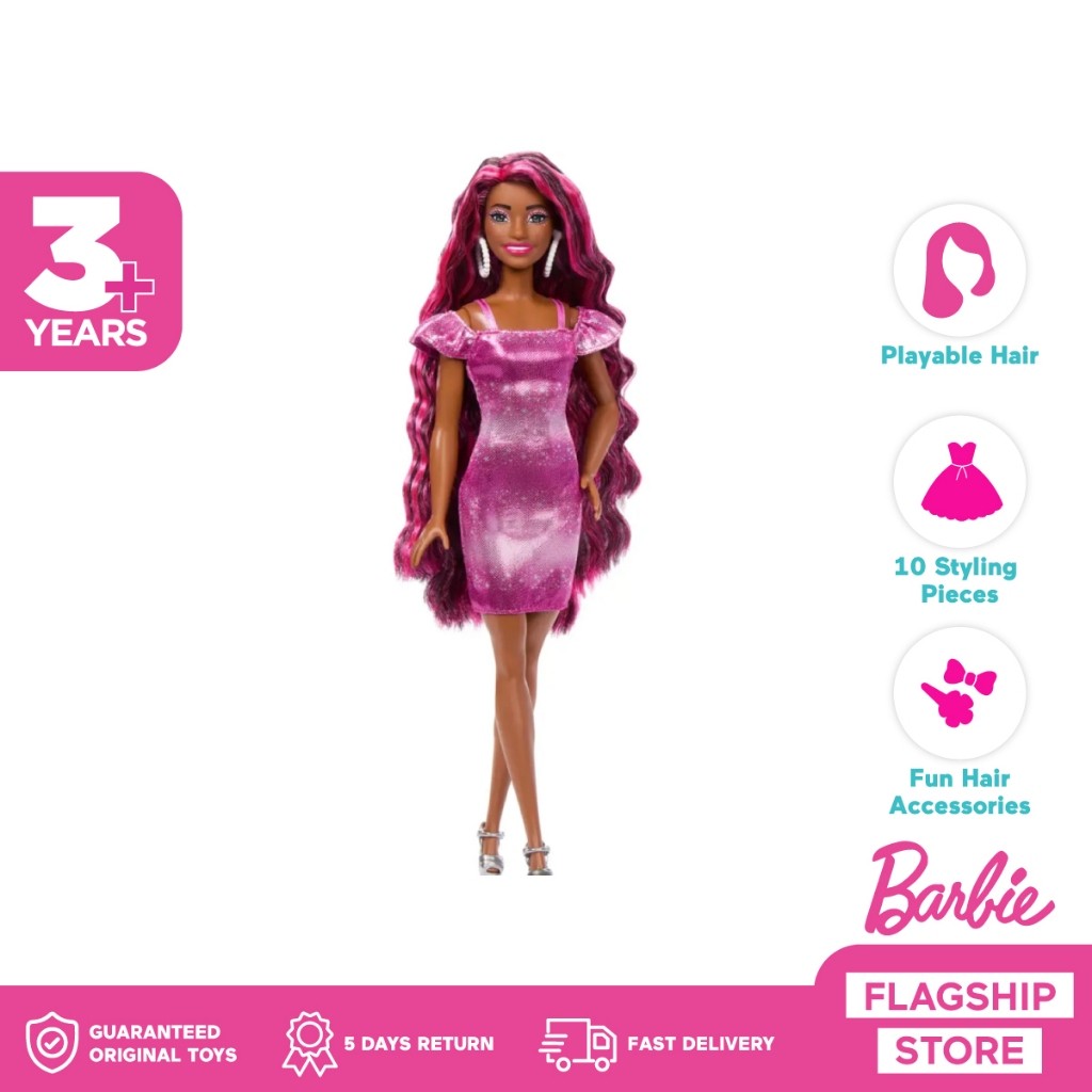Jual Barbie Fun & Fancy Hair Doll With Extra-Long Colorful Black Hair ...