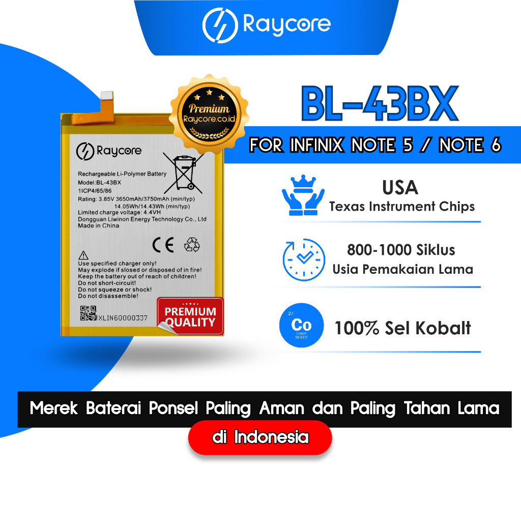 Jual Raycore - Baterai BL-43BX FOR INFINIX NOTE 5 ( X604 ) / NOTE 6 ...