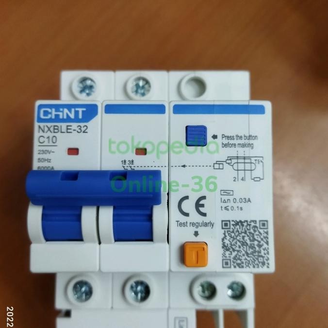 Jual Promo Rcbo 2Pole tanpa N chint ,mcb+elcb NXBLE-32 10A-32A sentitivitas 30ma COD | Shopee ...