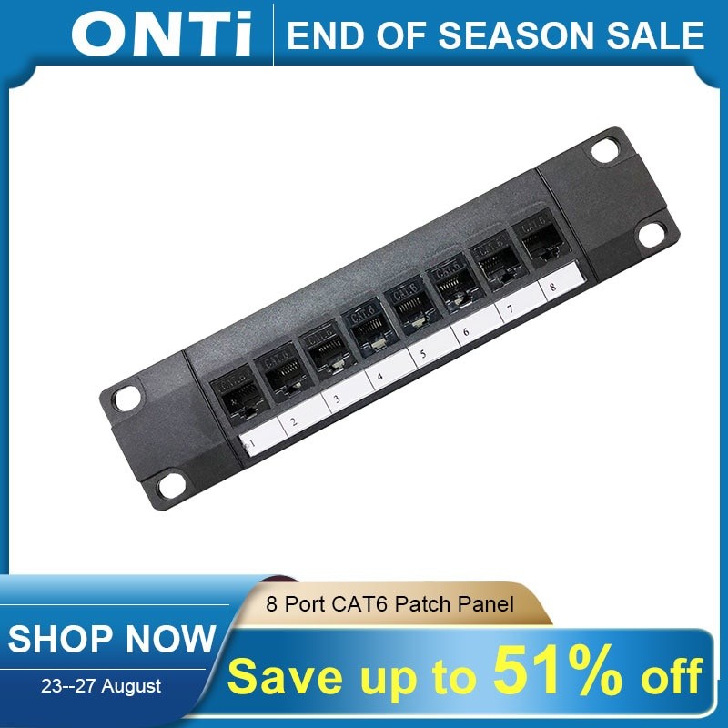 Jual ONTi 8 Port Panel Patch CAT6 Lurus RJ45 Adaptor Kabel Jaringan ...