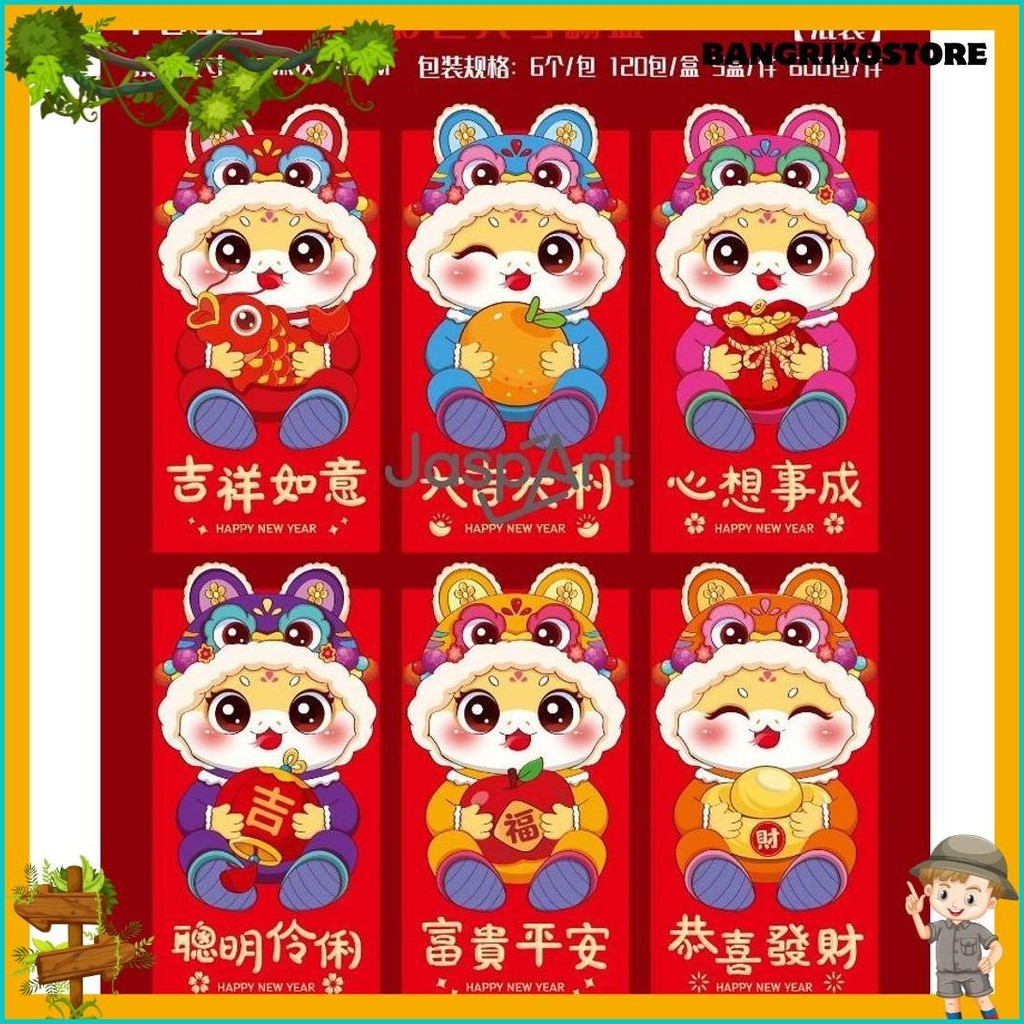 Jual Angpao Imlek Ular 2025 Hong Bao Angpao Imlek Merah Panjang Buka ...