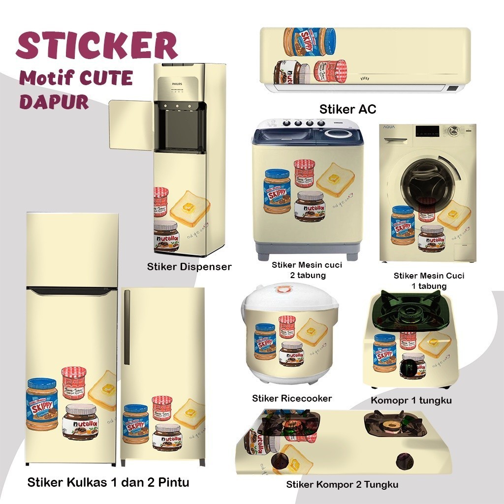 Jual Stiker Stiker kulkas kompor mesin cuci 1 2 pintu tabung mata Rice ...