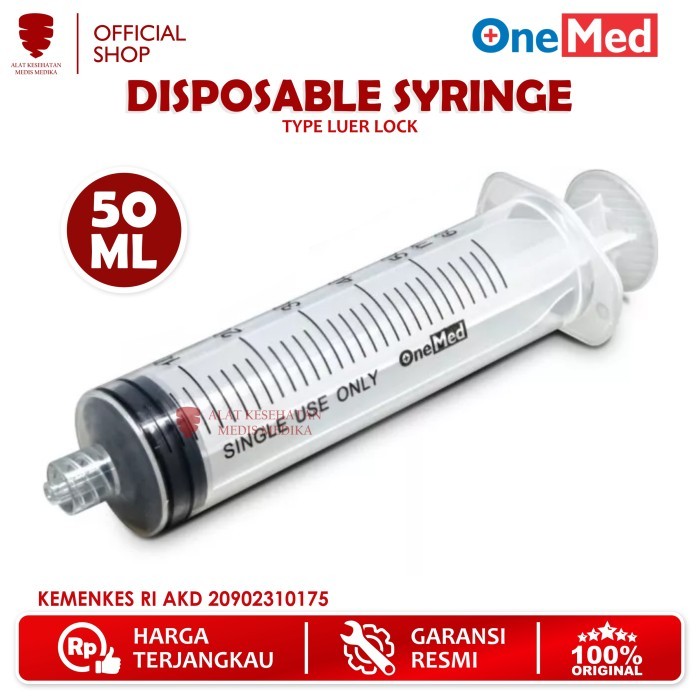 Jual Syringe 50cc Luer Lock Onemed Spet Spuit Suntikan Lubang Tengah 50ml | Shopee Indonesia